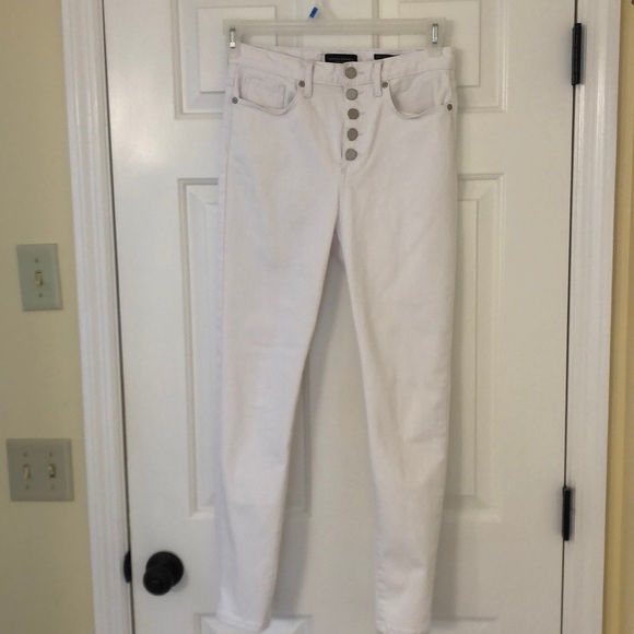 Banana Republic | Jeans | Button Fly White High Rise Skinny Jeans ...